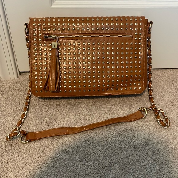 Gianni Bini | Bags | Gianni Bini Brown Leather And Gold Cross Body Bag ...